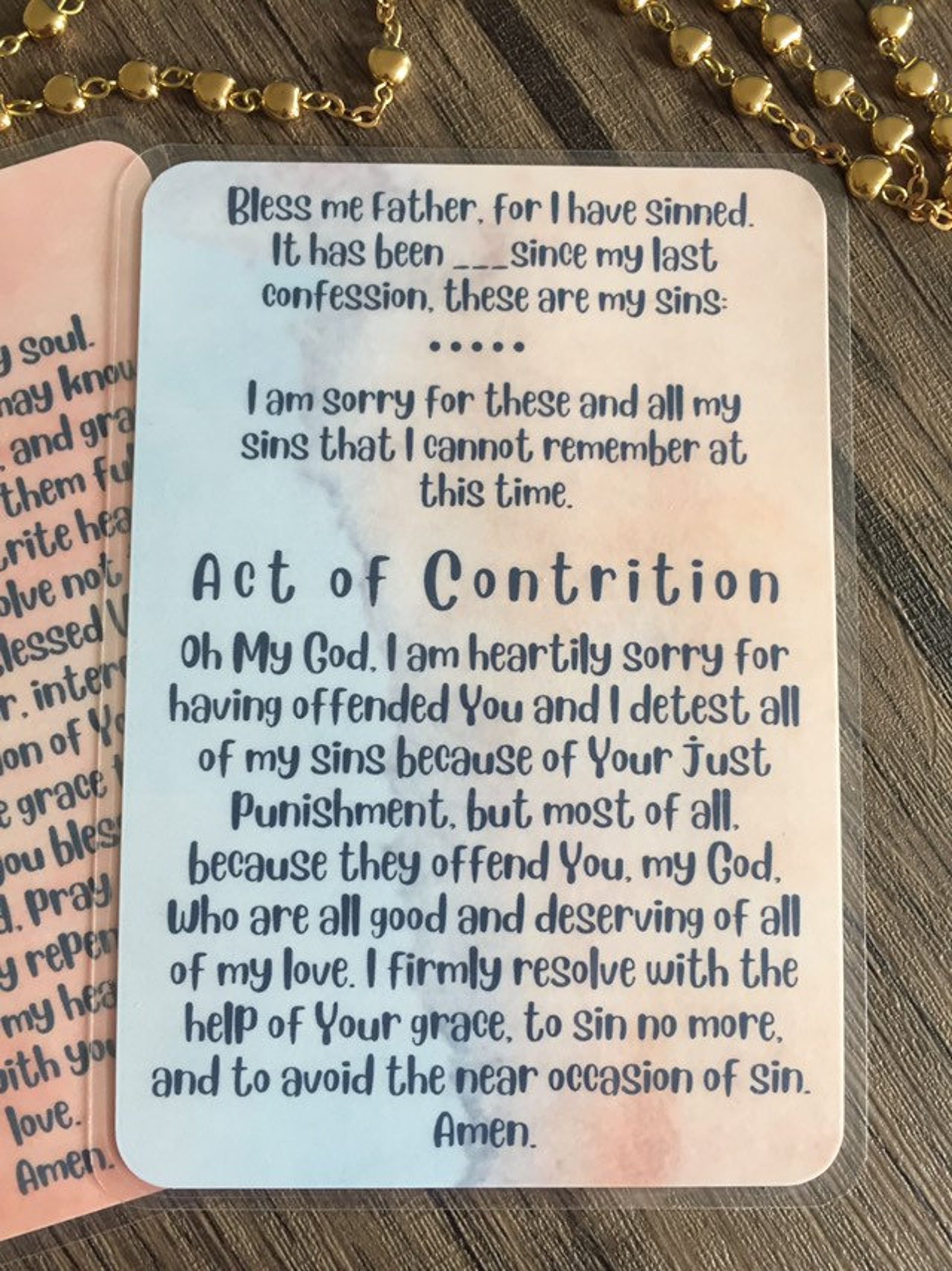 Confession Prayer Card and Guide Catholic Church Gift for - Etsy