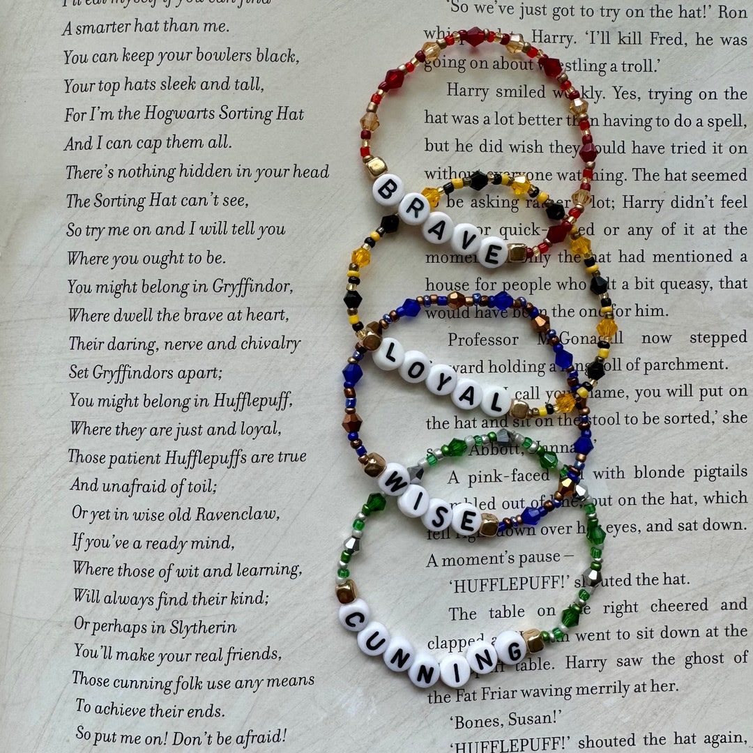 Wizard Houses Beaded Bracelet | Brave, Loyal, Wise, or Cunning ...