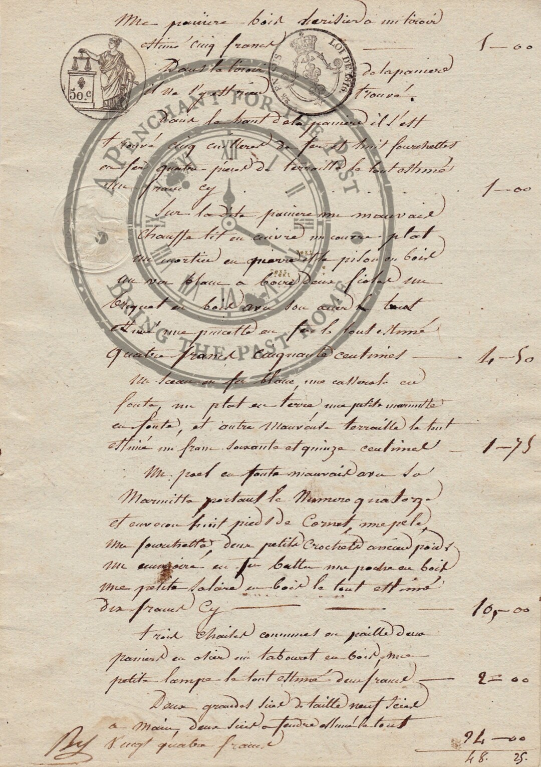 Antique 1800's French Script With Beautiful Stamps Antique Ephemera ...