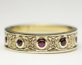 Ruby Wedding Band Ruby Wedding Ring Ruby Rose Gold Ring | Etsy