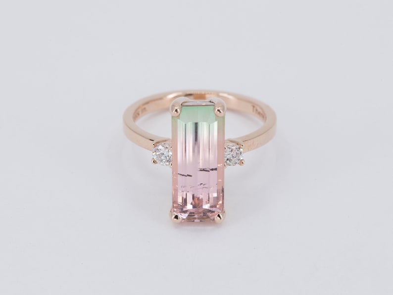 Bi-color Tourmaline Ring Gold Tourmaline Ring Pink - Etsy