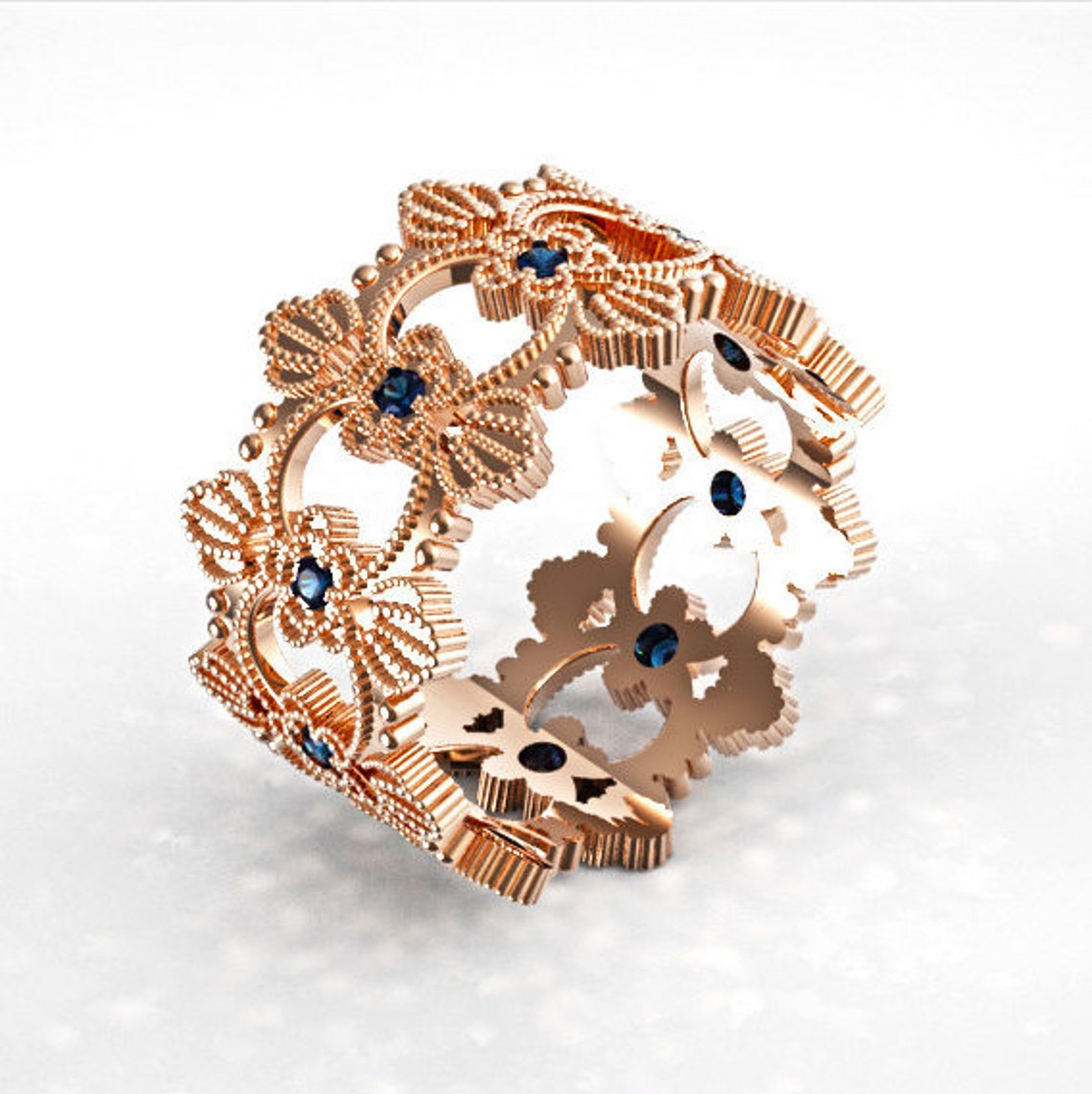 Unique Sapphire Crown Ring Gold Crown Ring Sapphire Crown - Etsy