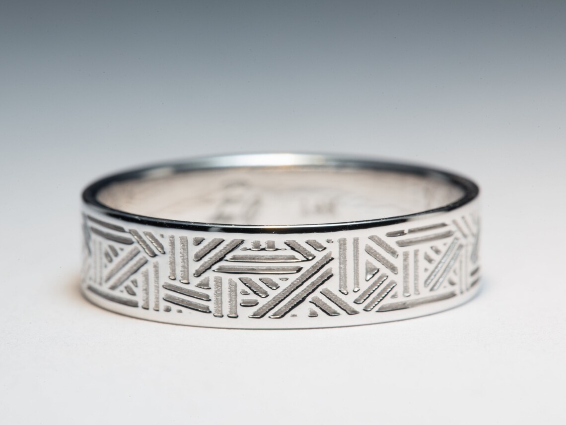 Mens Patterned Ring Mens Ring White Gold Minimalist Mens - Etsy