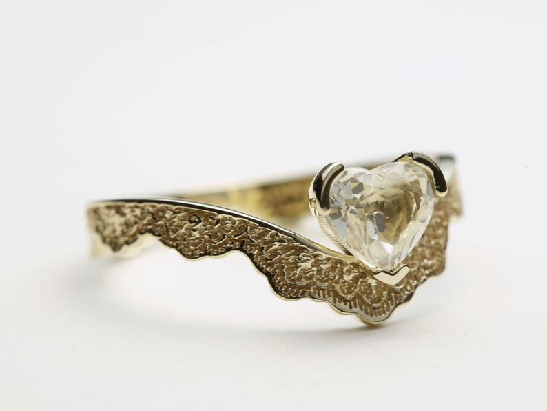 0.90ct Yellow Heart Shaped Sapphire Stacking Ring Set Unique - Etsy