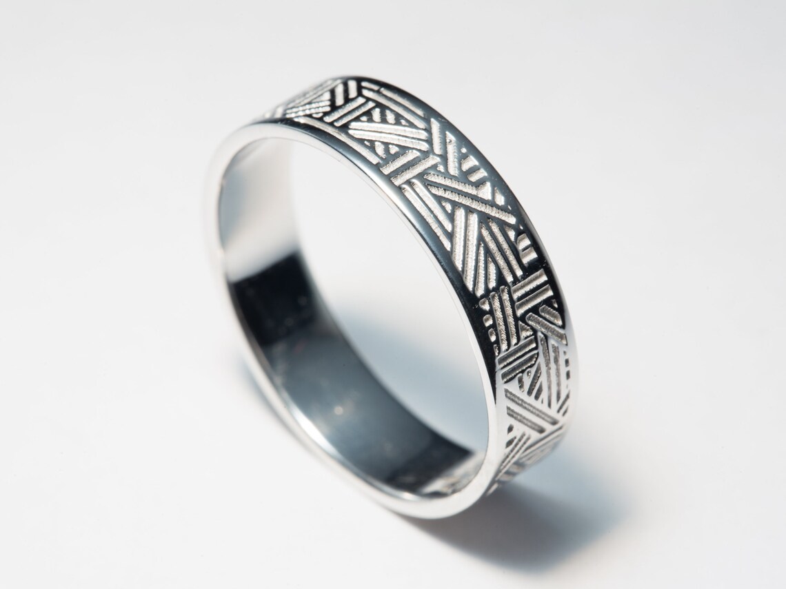 Mens Patterned Ring Mens Ring White Gold Minimalist Mens - Etsy