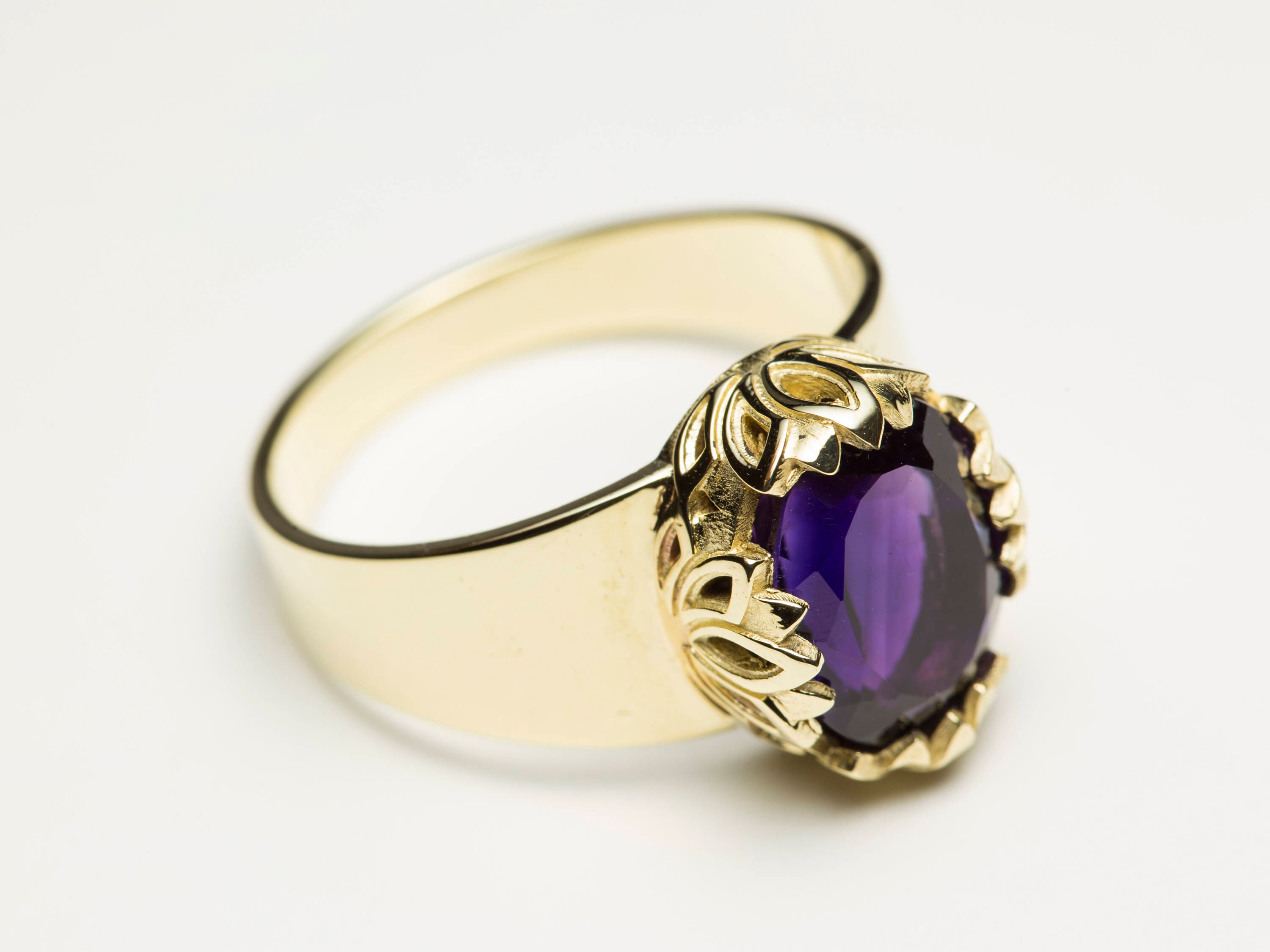 Lotus Flower Ring Mens Engagement Ring Mens Amethyst Ring - Etsy