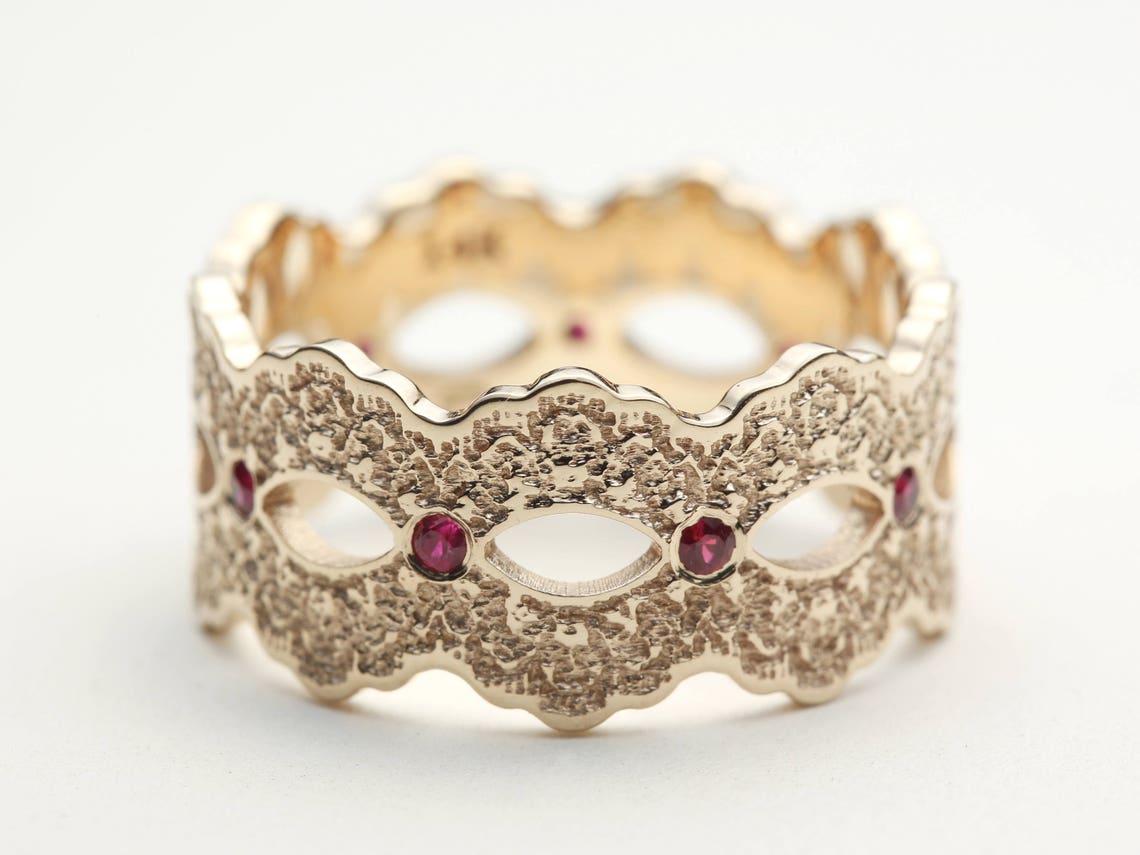 Ruby Wedding Band Ruby Wedding Ring Ruby Rose Gold Ring - Etsy