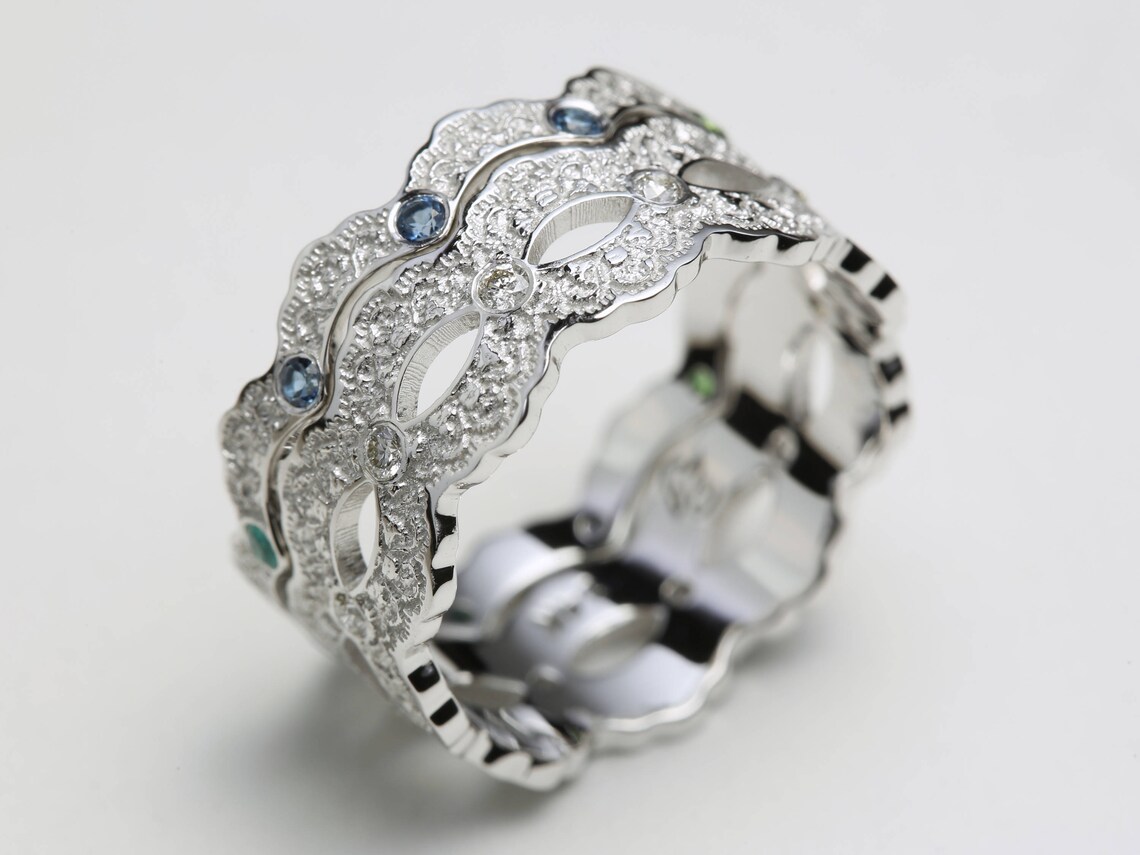 White Gold Anniversary Ring Set White Gold Stacking Rings - Etsy