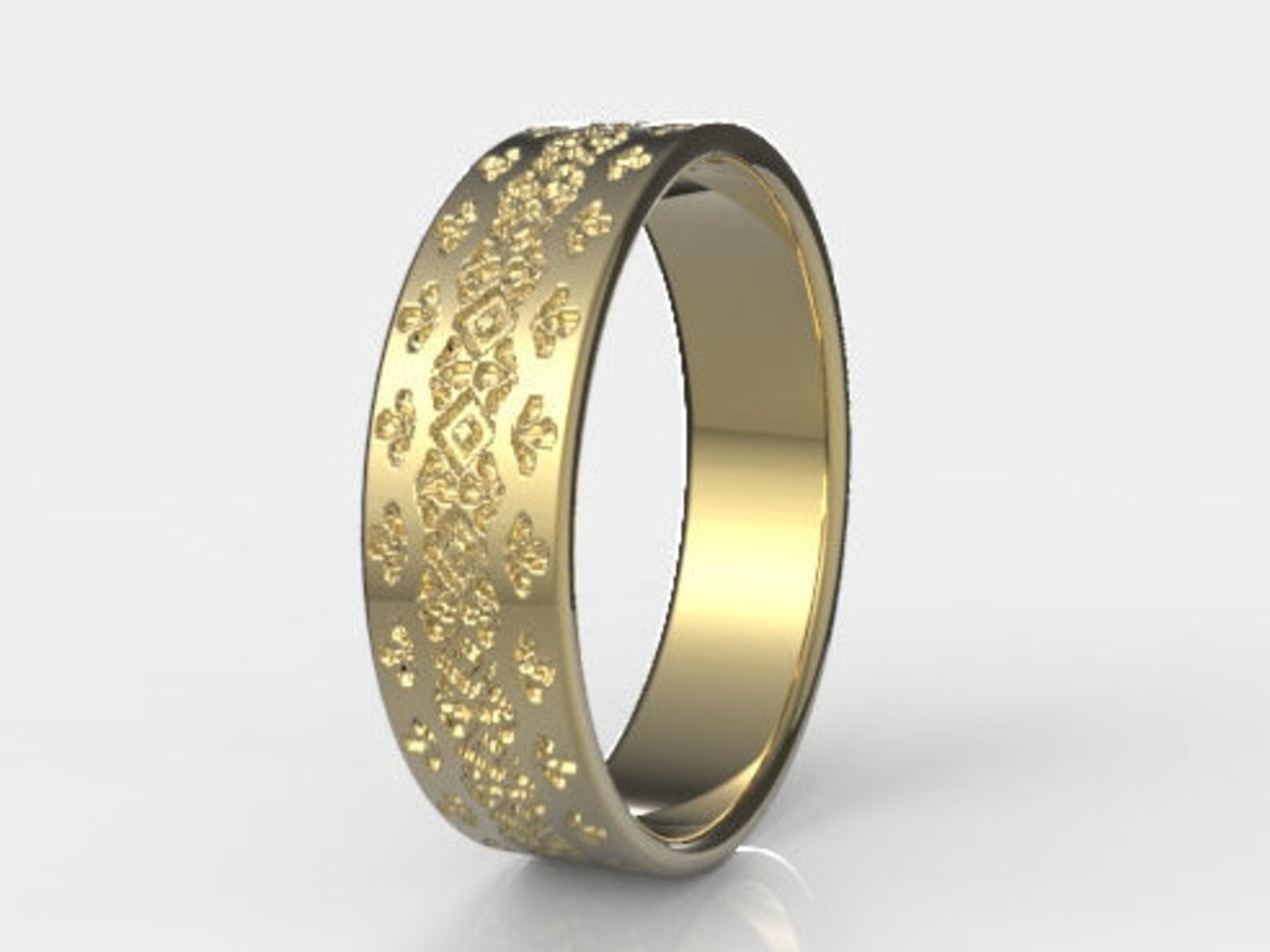 Aztec Gold Ring Patterned Wedding Band Unique Pattern Ring | Etsy