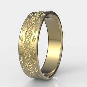 Aztec Gold Ring Patterned Wedding Band Unique Pattern Ring | Etsy
