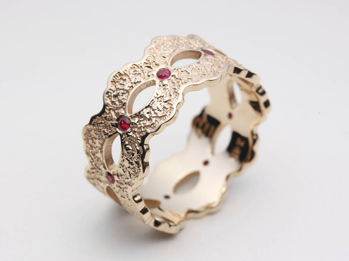 Ruby Wedding Band Ruby Wedding Ring Ruby Rose Gold Ring - Etsy