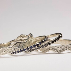 Stackable Ring Set, Black Diamonds Stacking Ring, Blue Sapphires ...