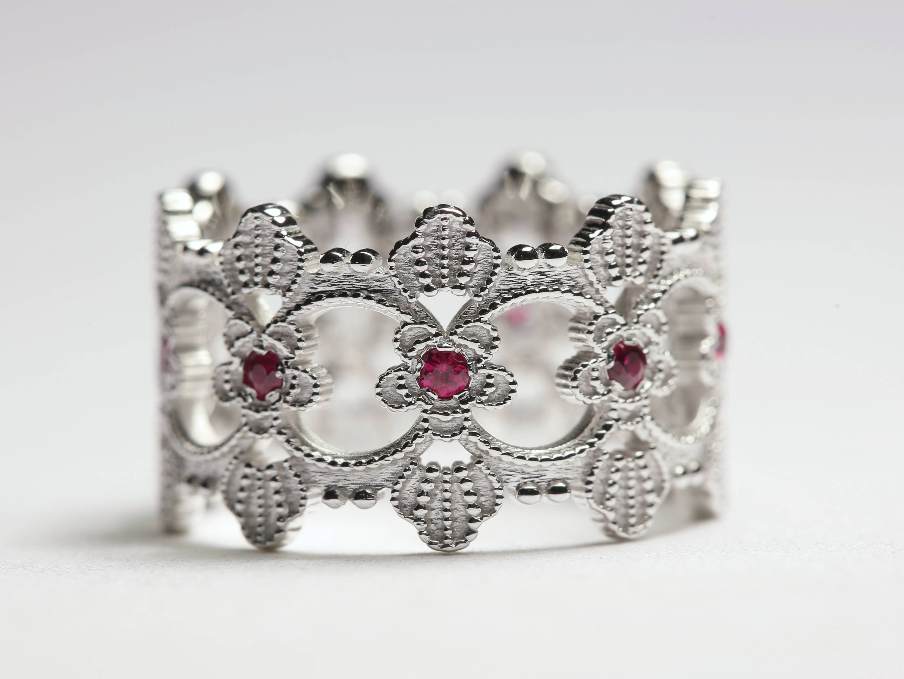 Ruby Wedding Band Ruby Wedding Ring White Gold Ruby Ring | Etsy