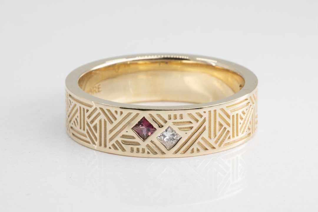 Geometric Mens Ring, Geometric Wedding Band, Mens Wedding Band, 14k ...