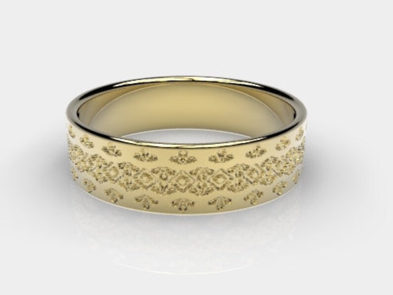 Aztec Gold Ring Patterned Wedding Band Unique Pattern Ring | Etsy