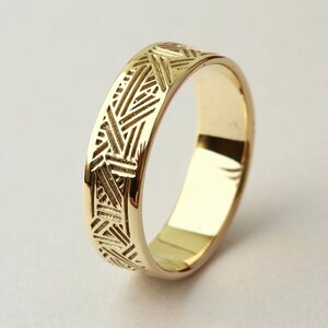 Geometric Mens Ring, Geometric Wedding Band, Mens Wedding Band, 14k ...