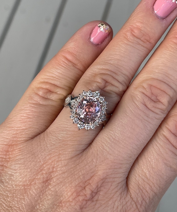 Raro Anillo De Diamantes Rosa