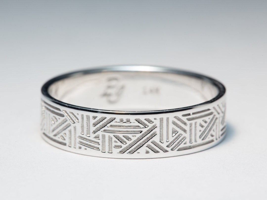 Mens Patterned Ring, Mens Ring White Gold, Minimalist Mens Ring, Men's ...