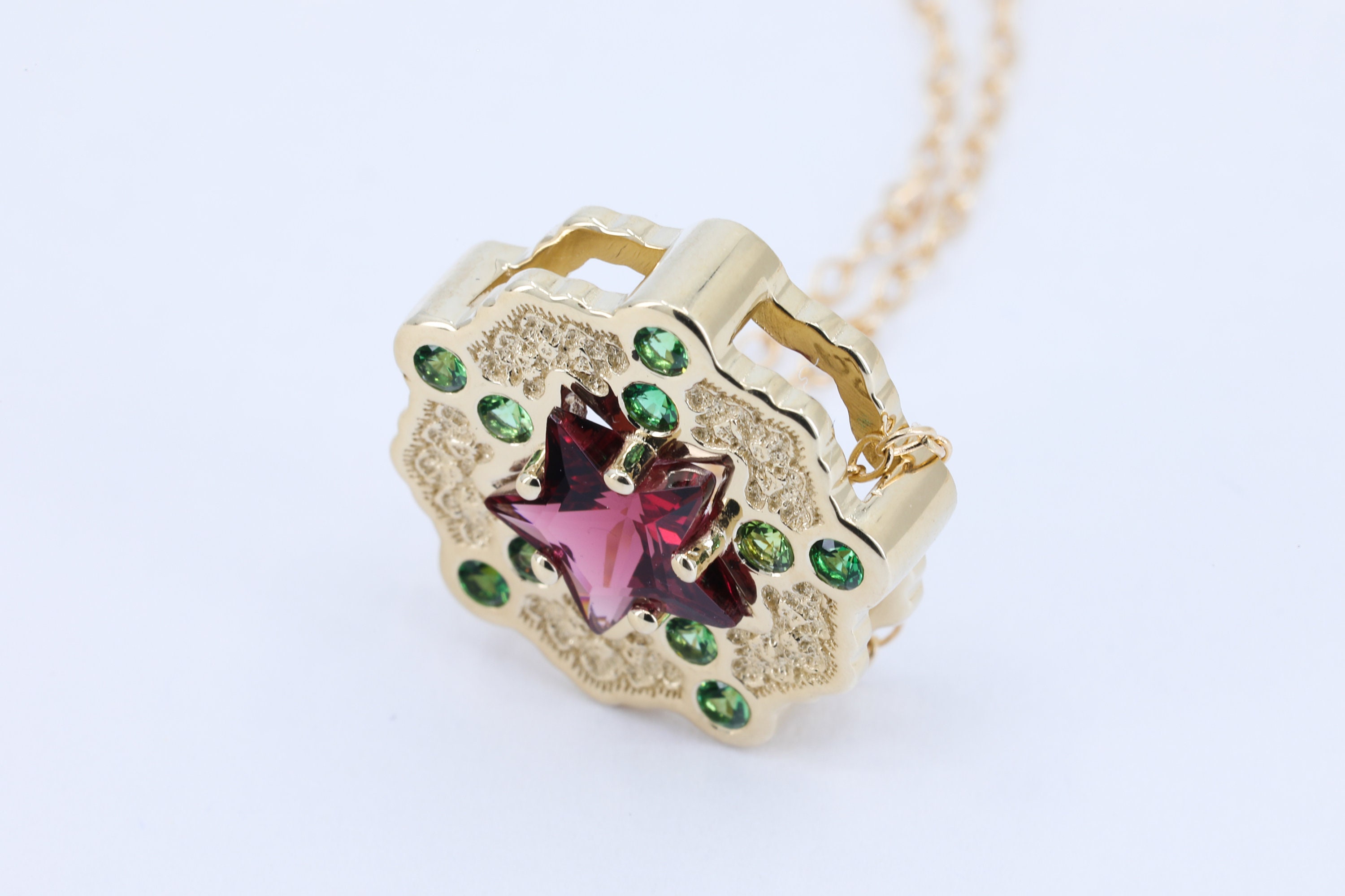 14K Gold Star Pendant Star Jewelry Christmas Star Rhodolite | Etsy