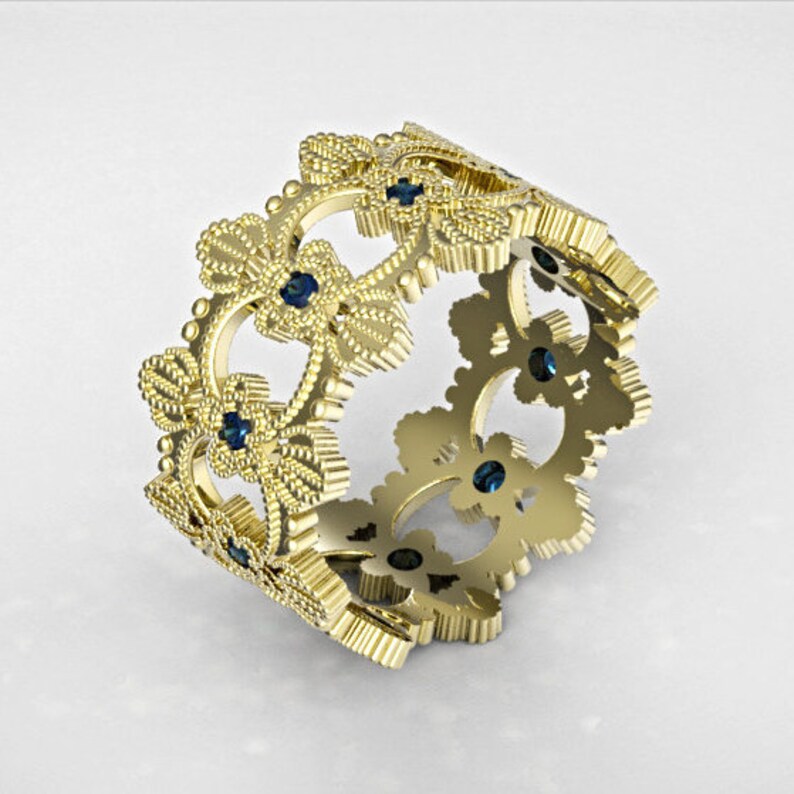 Unique Sapphire Crown Ring Gold Crown Ring Sapphire Crown - Etsy