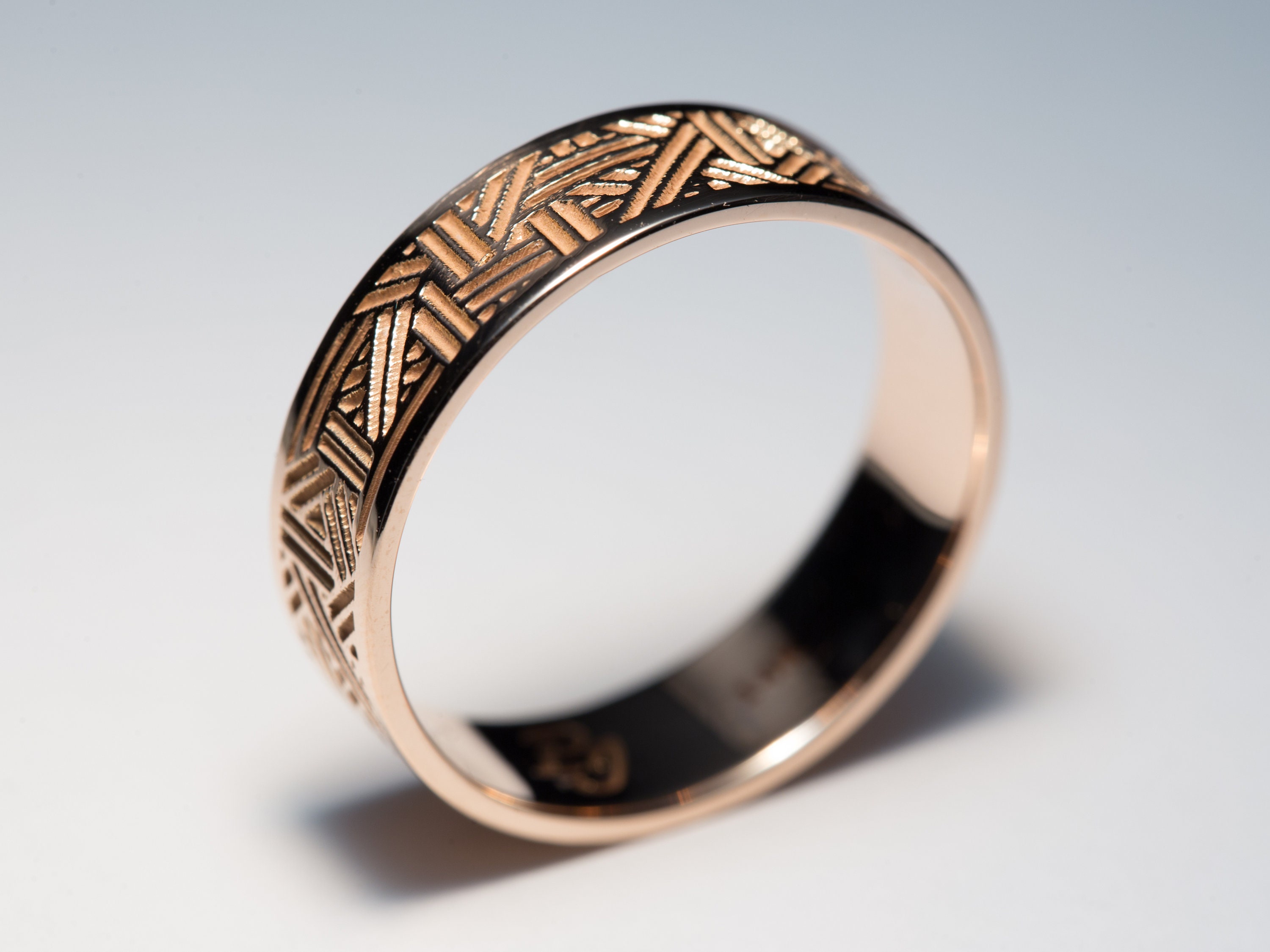 Unique Pattern Wedding Ring Rose Gold Pattern Ring Pattern | Etsy