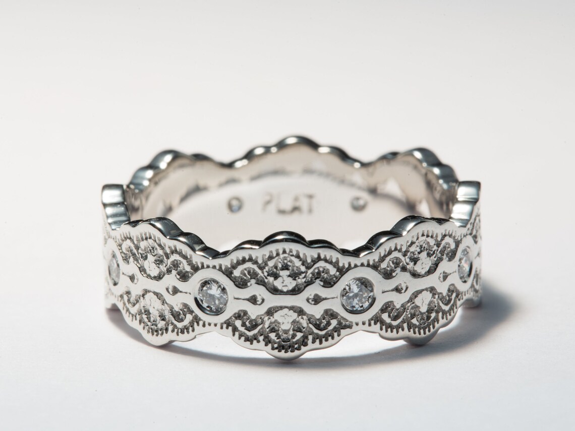 Platinum Wedding Band Women Platinum Ring Diamond Platinum - Etsy