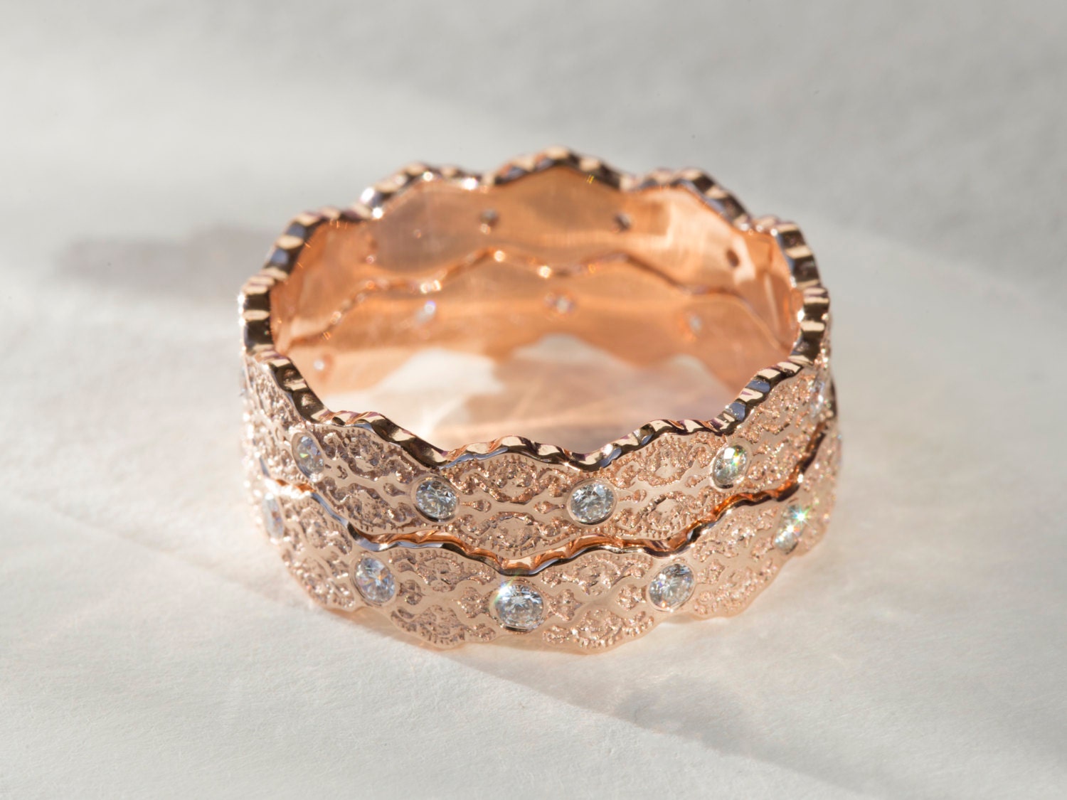 Wedding Ring Set Gold Stacking Rings Diamond Stacking Ring - Etsy