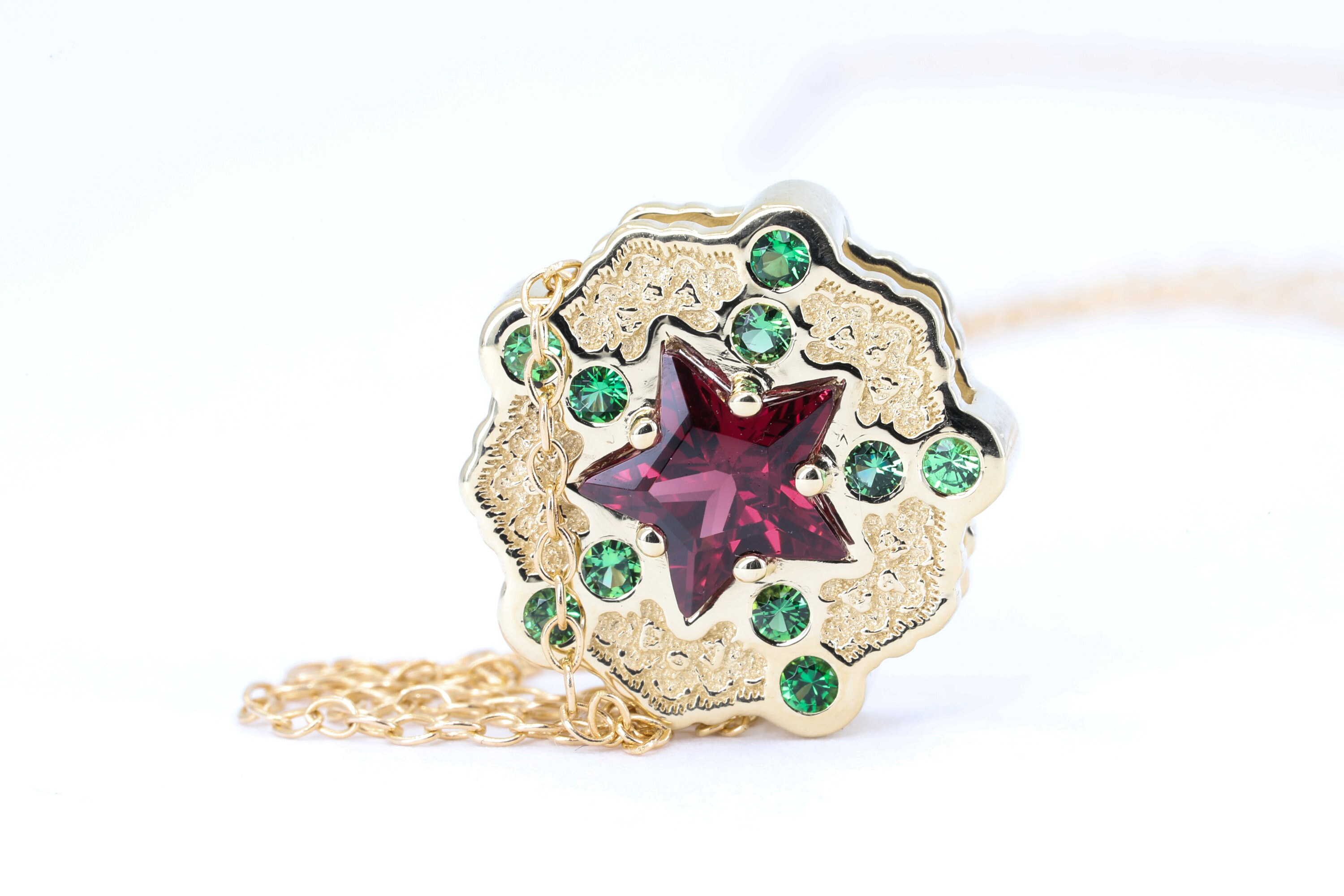 14K Gold Star Pendant Star Jewelry Christmas Star Rhodolite - Etsy