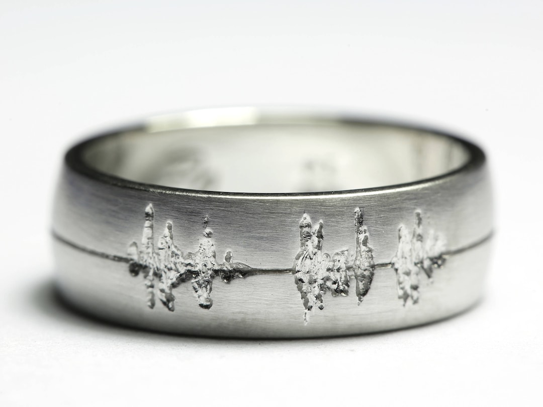Platinum Wedding Band, Platinum Soundwave Ring, Wedding Band Men ...