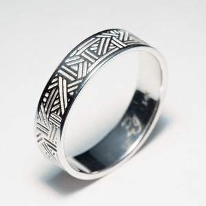 Mens Patterned Ring, Mens Ring White Gold, Minimalist Mens Ring, Men's ...