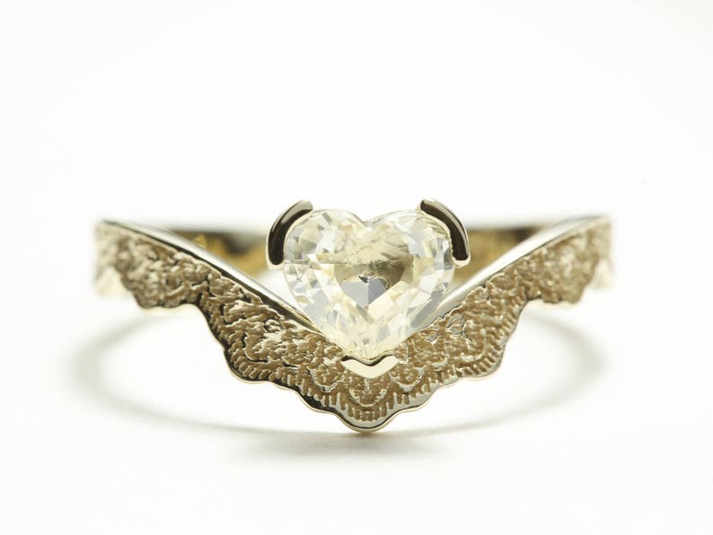 0.90ct Yellow Heart Shaped Sapphire Stacking Ring Set Unique - Etsy