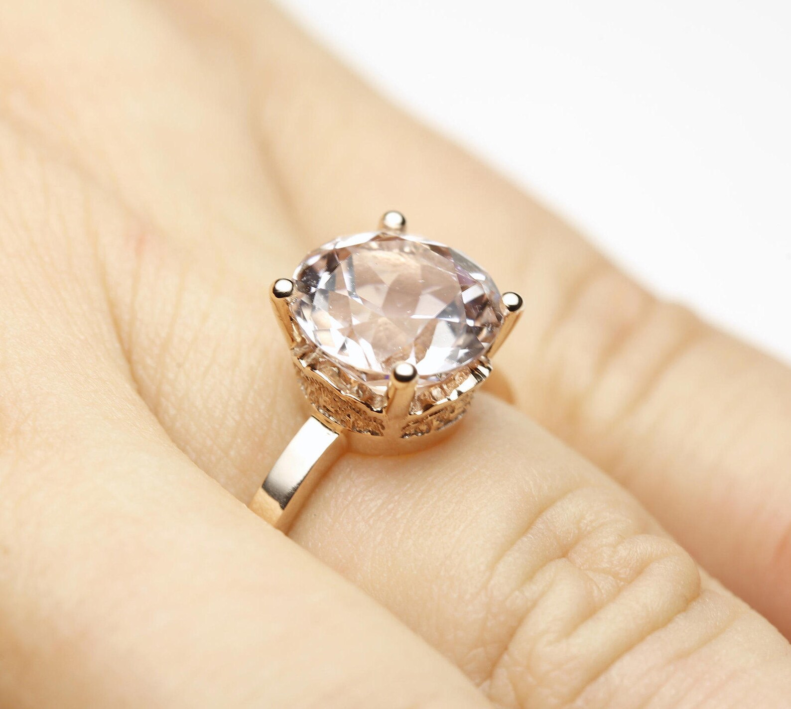 Unique Engagement Ring Morganite Engagement Ring Rose Gold | Etsy