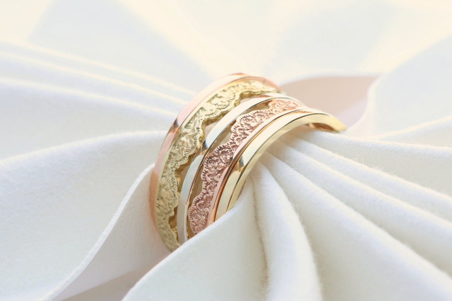 Art Deco Stacking Rings Stacking Ring Set Stackable Lace | Etsy