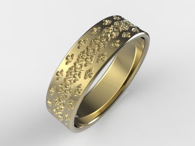 Aztec Gold Ring Patterned Wedding Band Unique Pattern Ring - Etsy