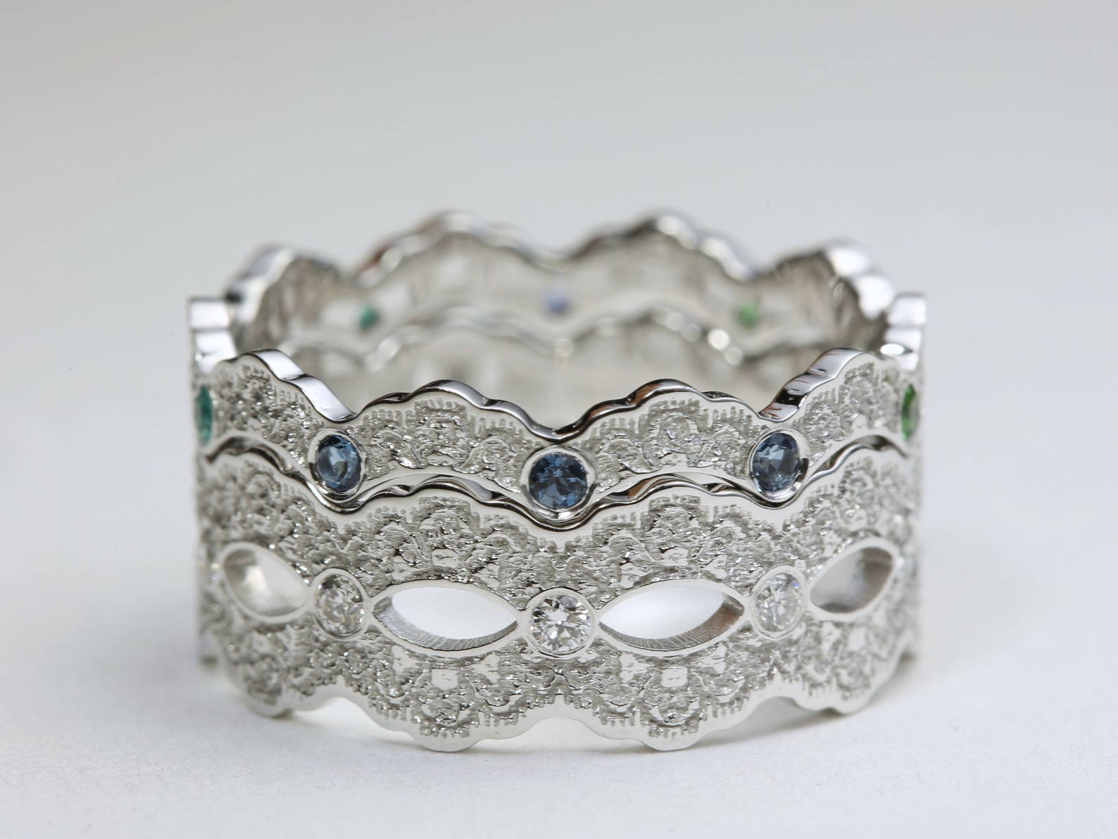 White Gold Anniversary Ring Set White Gold Stacking Rings | Etsy