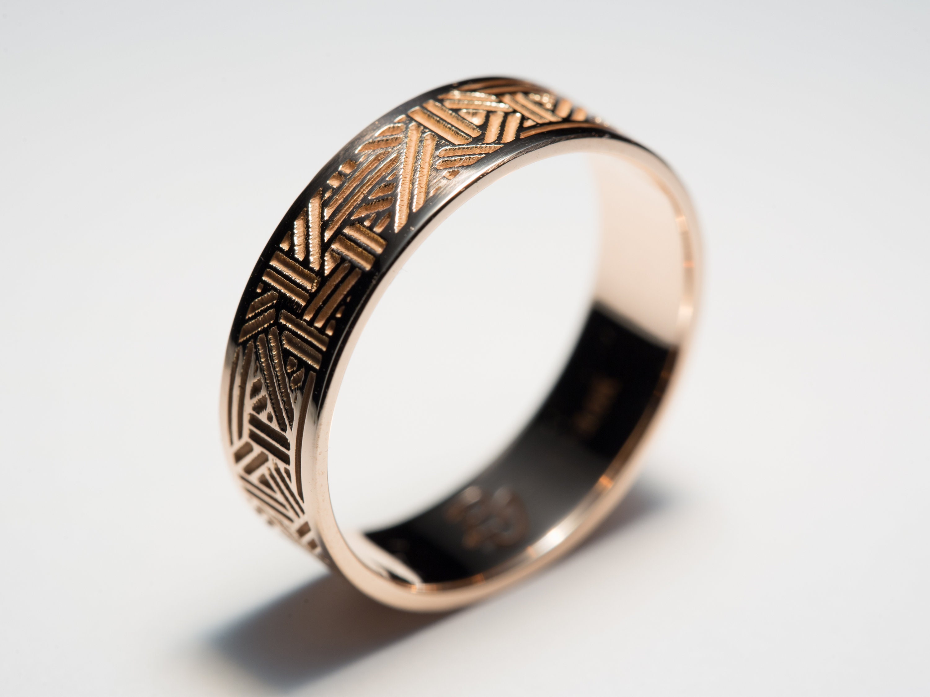 Unique Pattern Wedding Ring Rose Gold Pattern Ring Pattern | Etsy