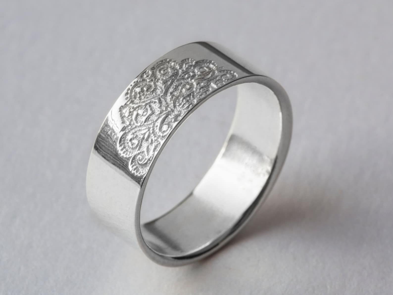 Platinum Ring Platinum Wedding Band Stamp Ring Platinum | Etsy