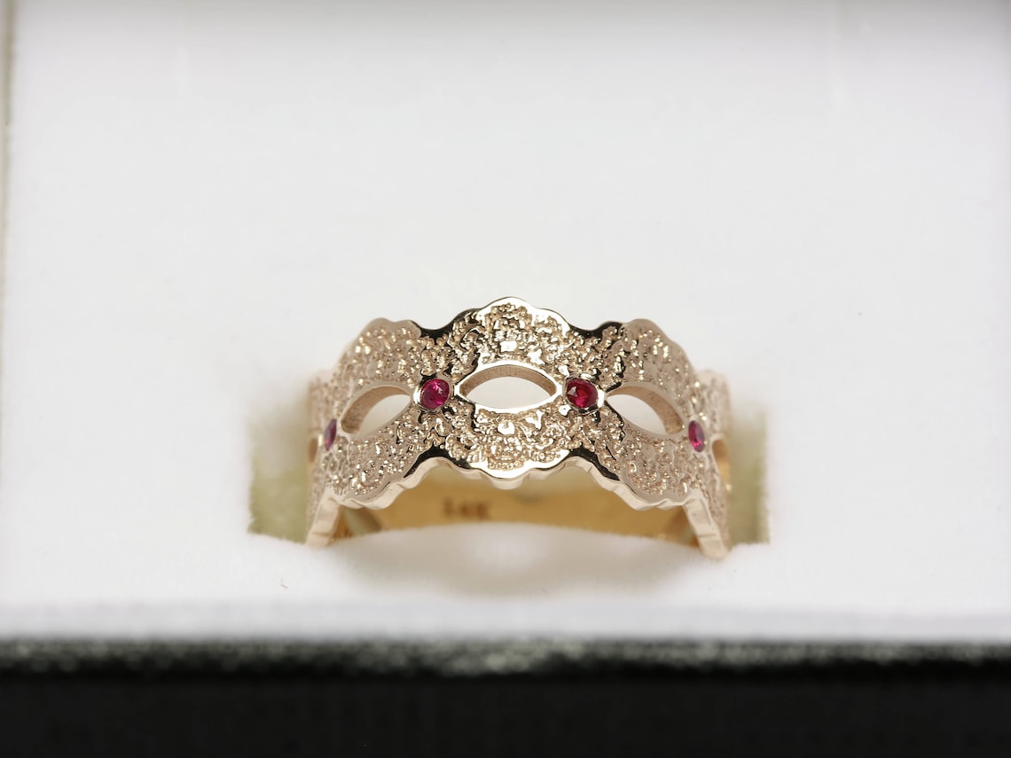 Ruby Wedding Band Ruby Wedding Ring Ruby Rose Gold Ring - Etsy