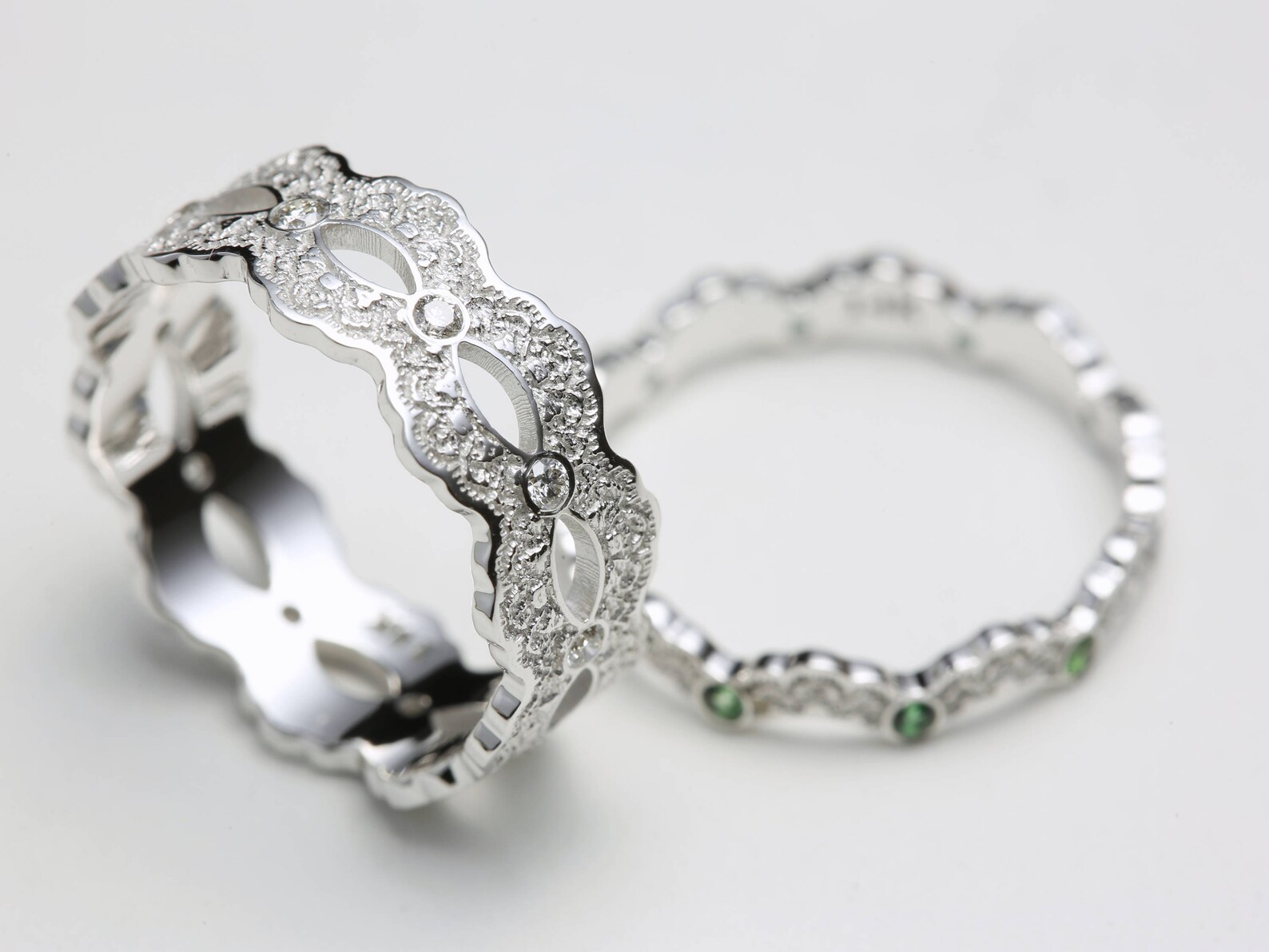 White Gold Anniversary Ring Set White Gold Stacking Rings | Etsy