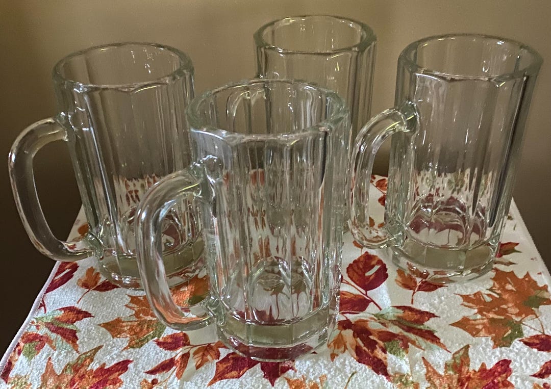 Vintage Libbey Heidelberg Beer Mugs/paneled Glass/set of 4/16 Oz - Etsy