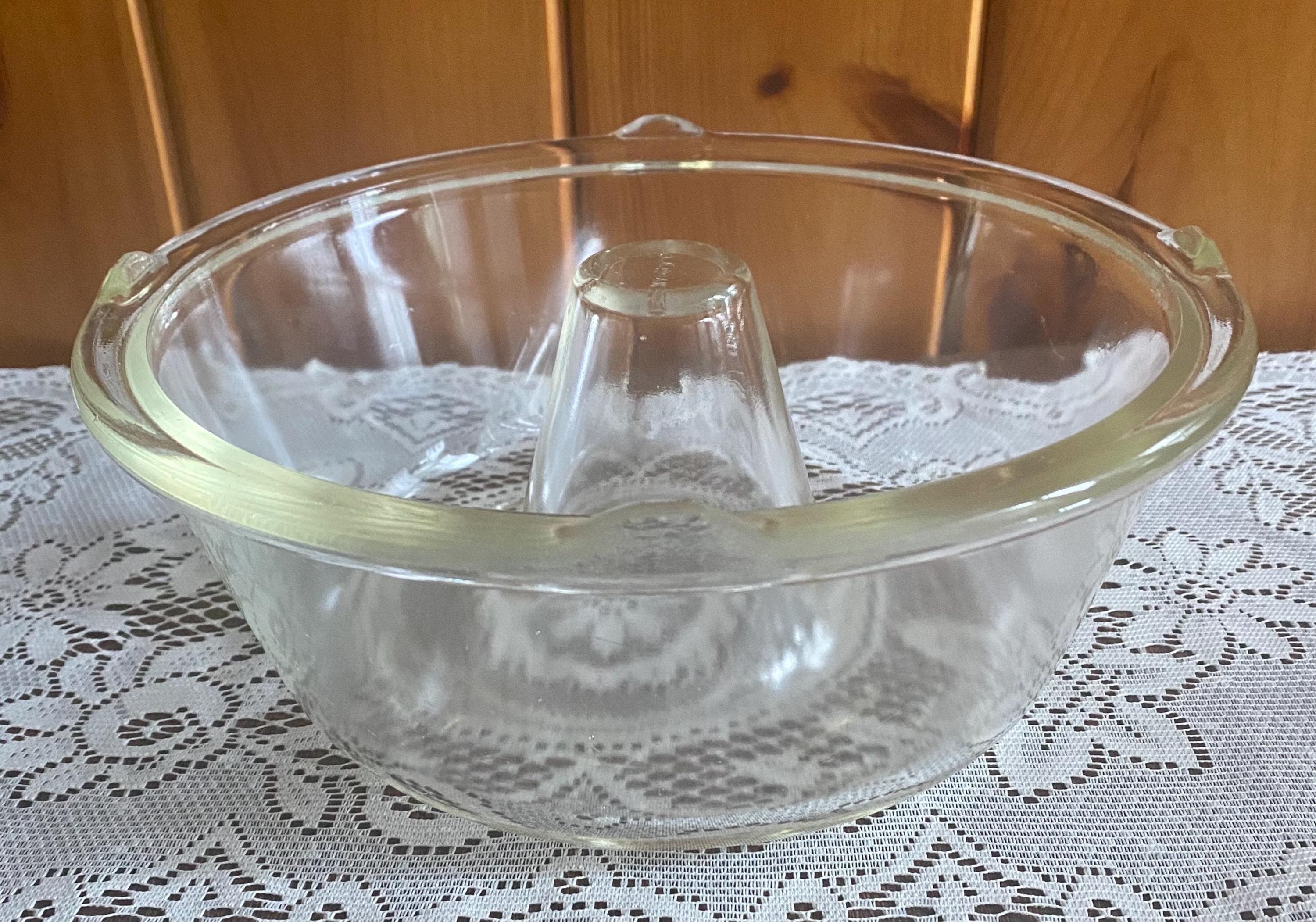 Vintage Glasbake Clear Glass Bundt Pan, Angel Food Pan, Coffee Cake Pan ...