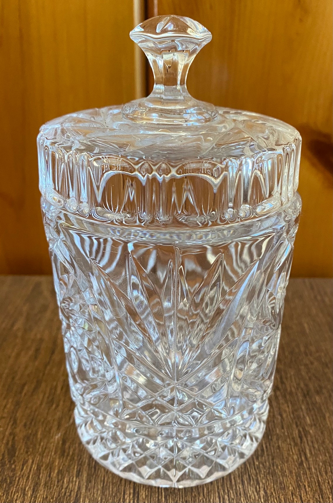 Lead Crystal Biscuit Barrel/cookie Jar - Etsy