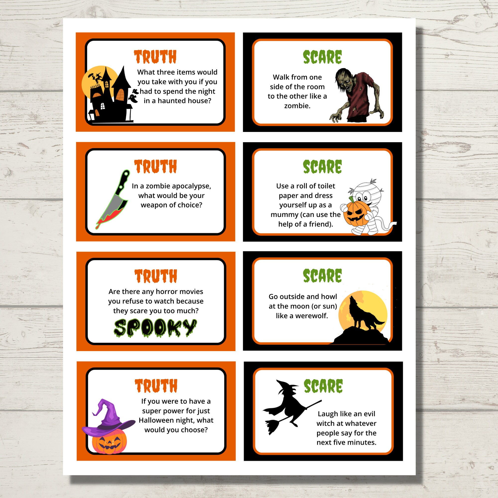 Halloween Truth or Scare Game, Halloween Party Kid's Game, Halloween ...