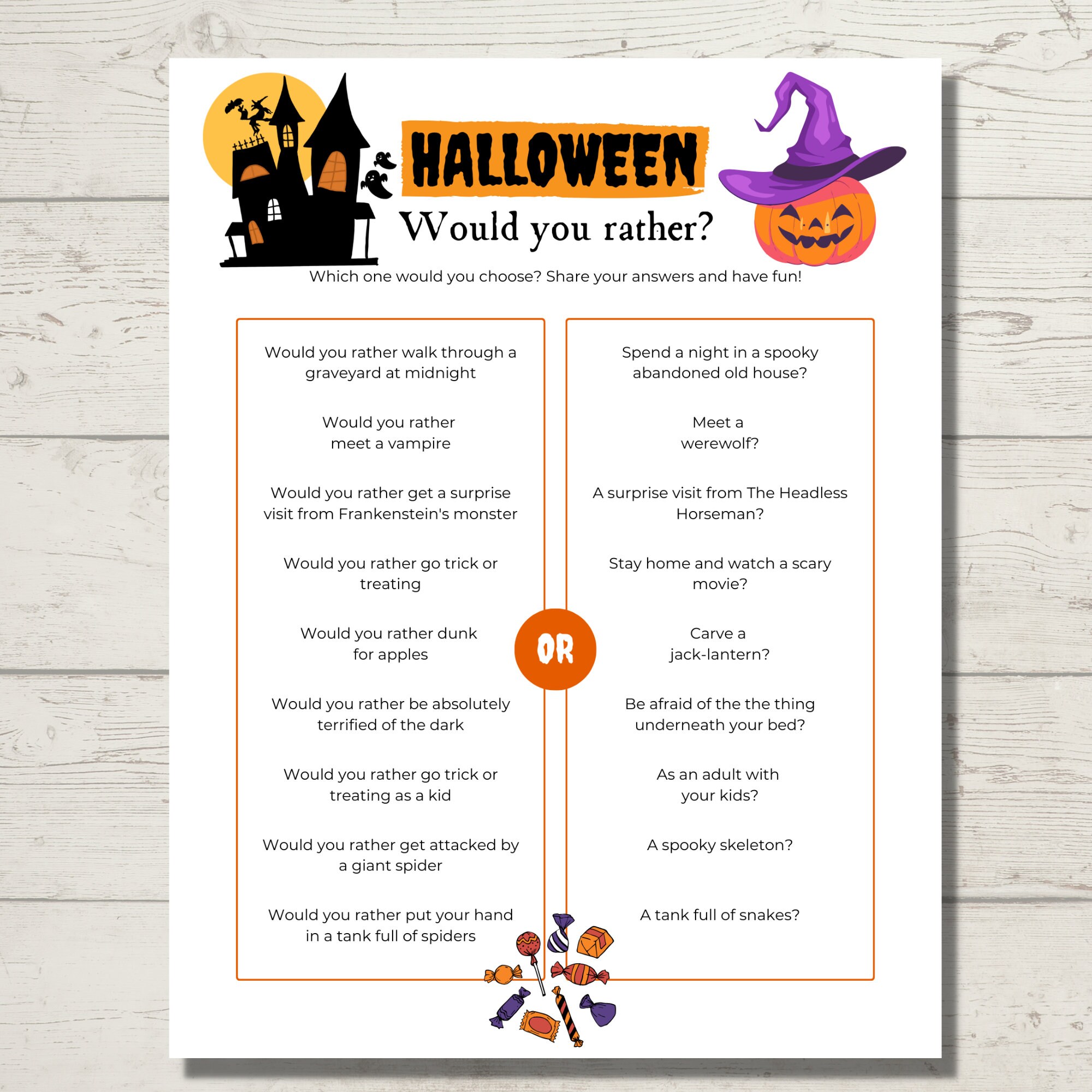 Halloween Would You Rather Game, Halloween Party Kid's Game, Trick or ...