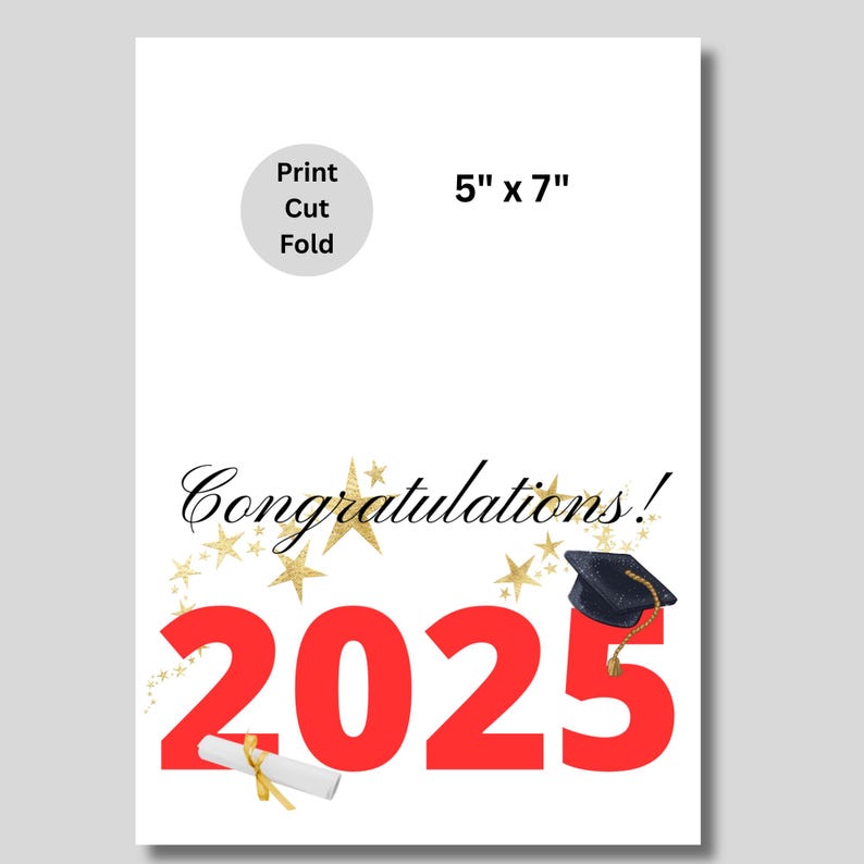 Graduation Printable Card, Congratulations 2025 Card, Congrats Card ...