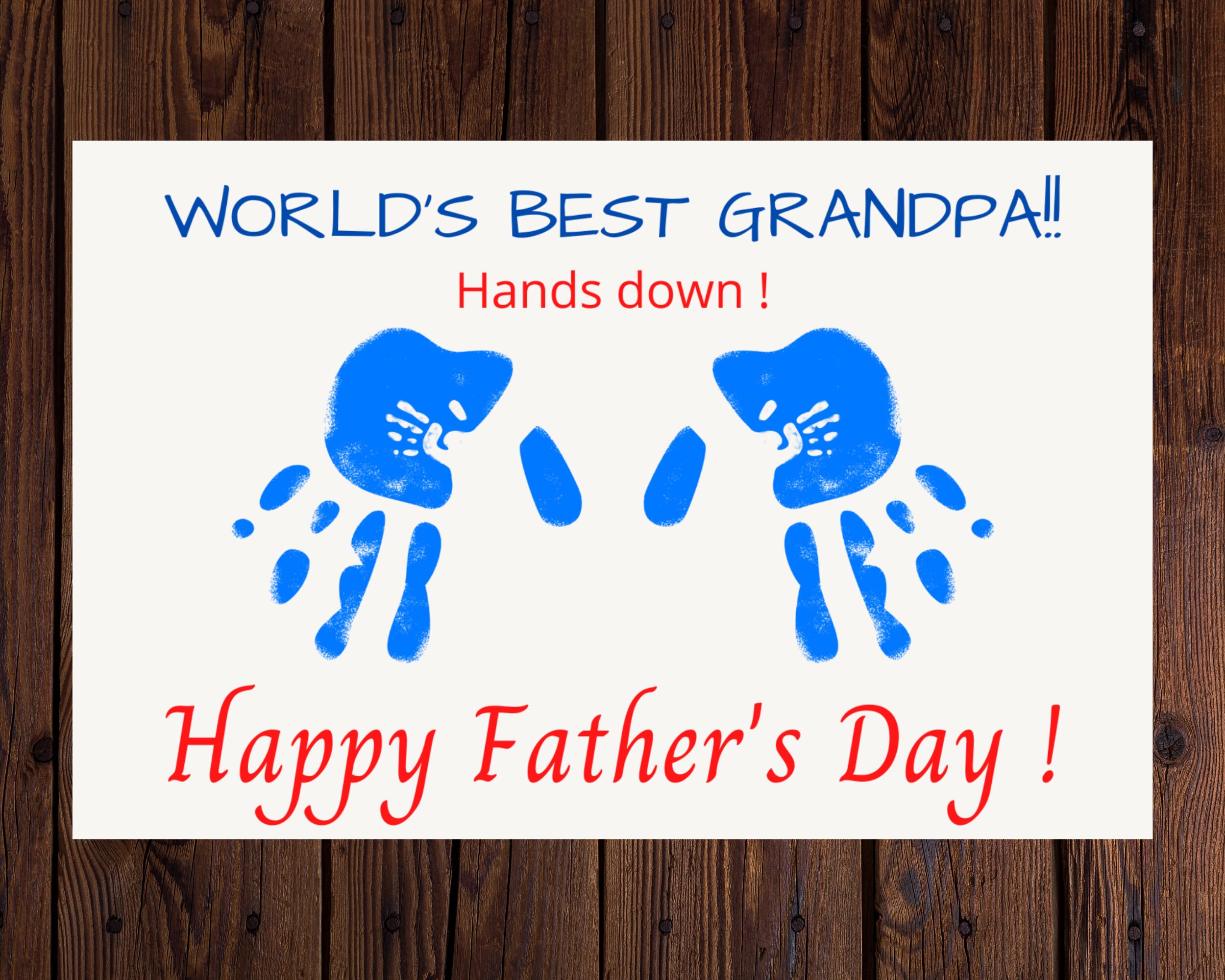Father's Day Printable Card for Grandpa, Hand Print Art, Grandpa Father ...