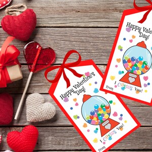 Bubblegum Valentine's Day Printable Tag, Valentine's Day Tag for Kids ...