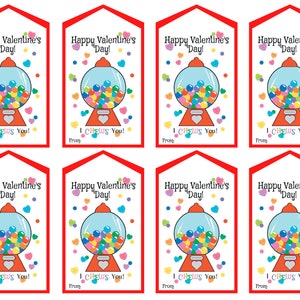 Bubblegum Valentine's Day Printable Tag, Valentine's Day Tag for Kids ...