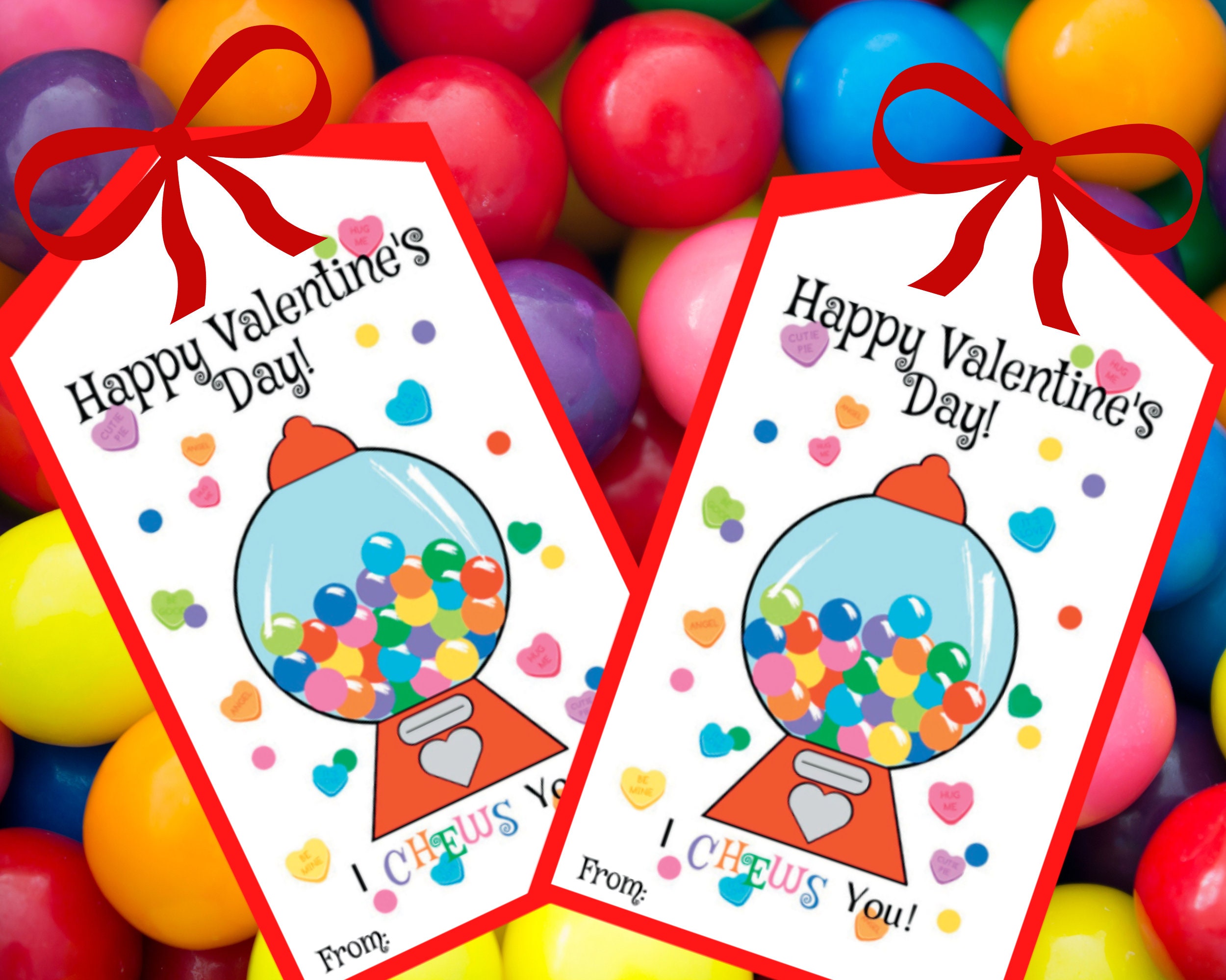 Bubblegum Valentine's Day Printable Tag, Valentine's Day Tag for Kids ...