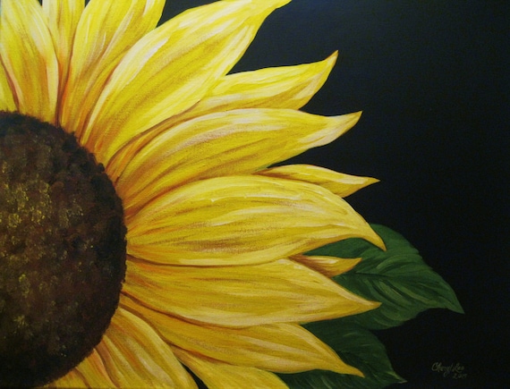 Sunflower painting Handpainted acrylic sunflower on | Etsy